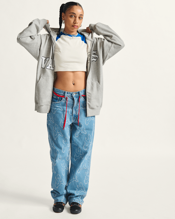 Split Full Zip Hoodie in Heather Grey | Vans Split Full Zip Hoodie in Heather Grey | Vans