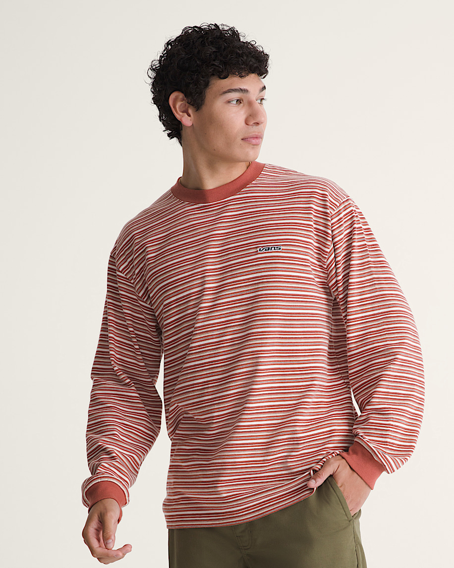 Wesley Stripe Long Sleeve Knit Shirt in Light Bronze Brown | Vans