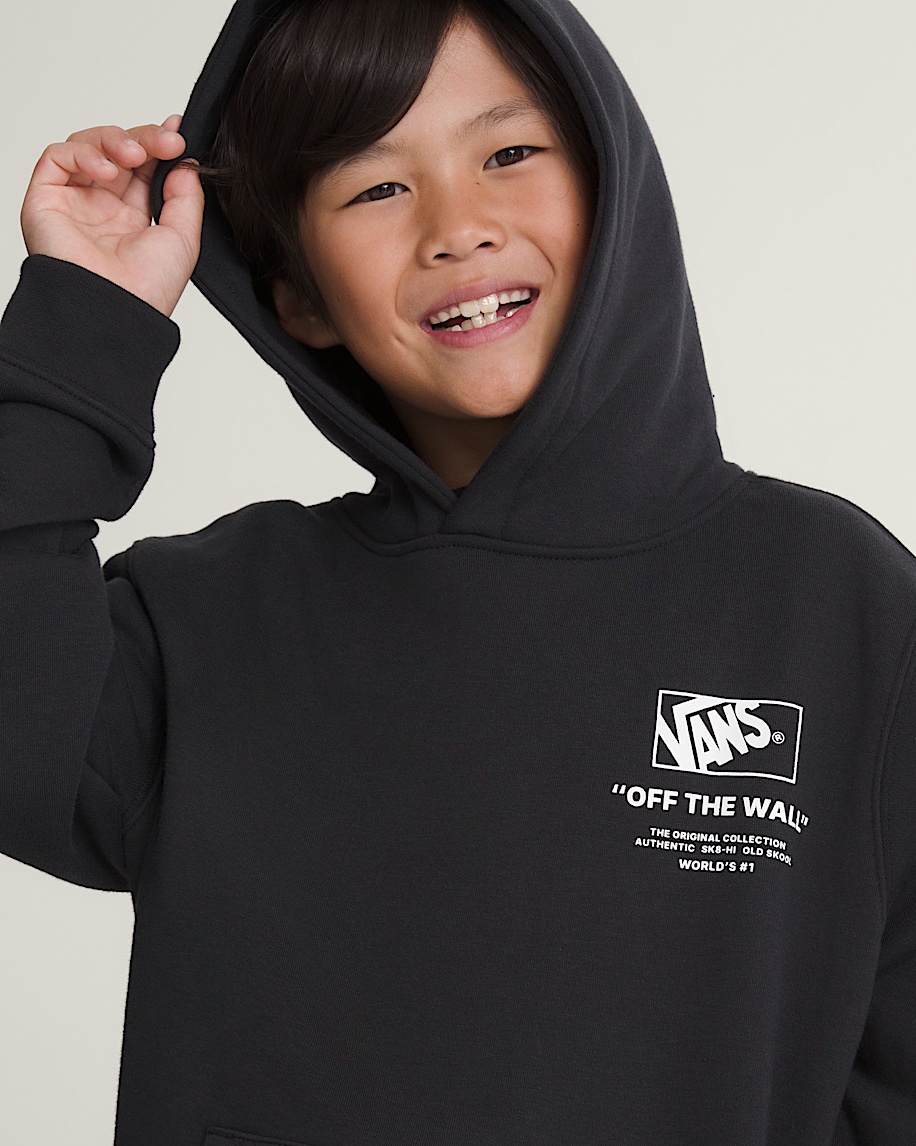 Kids Stacked Hi Pullover Hoodie in Black / White | Vans