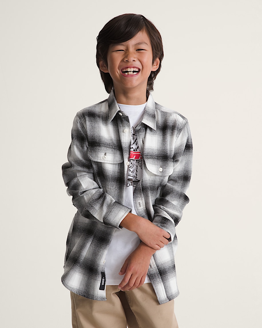 Kids Lawson Plaid Flannel Shirt en Marshmallow White / Black | Vans CA