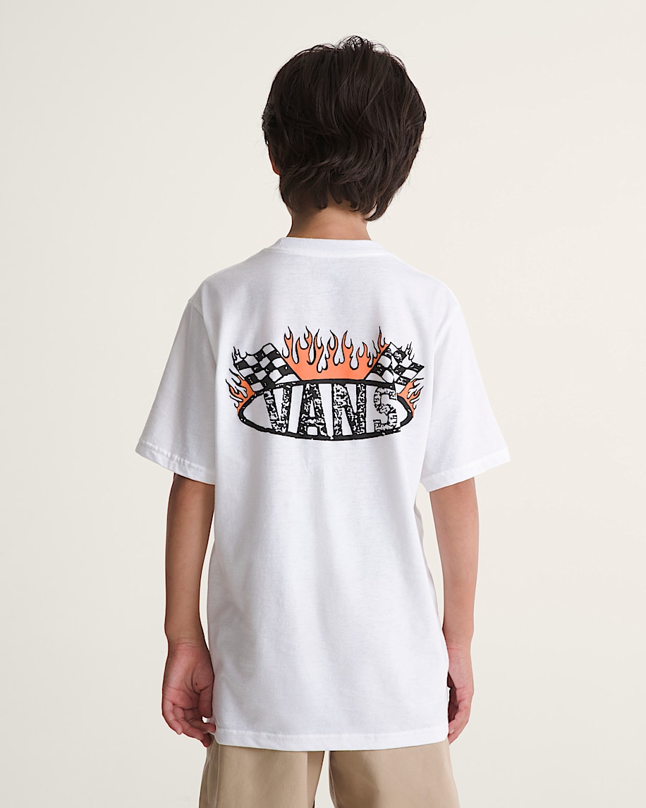 Kids Racing Flames T-Shirt in White | Vans