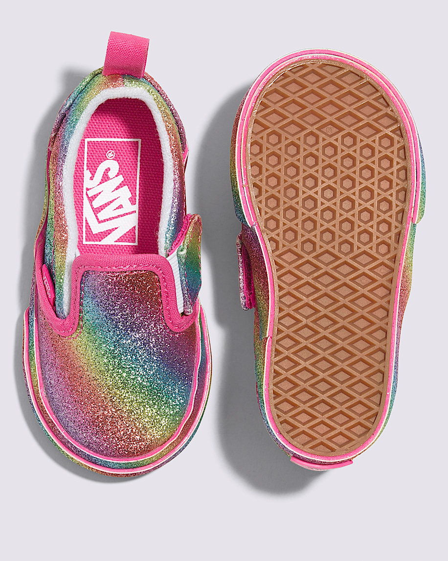 Toddler Classic Slip-On Glitter Rainbow Shoe in Rainbow Pink / Blue ...