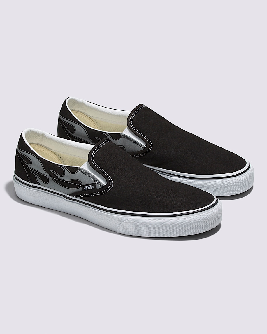 Classic Slip-On Reflective Flame Shoe in Black | Vans