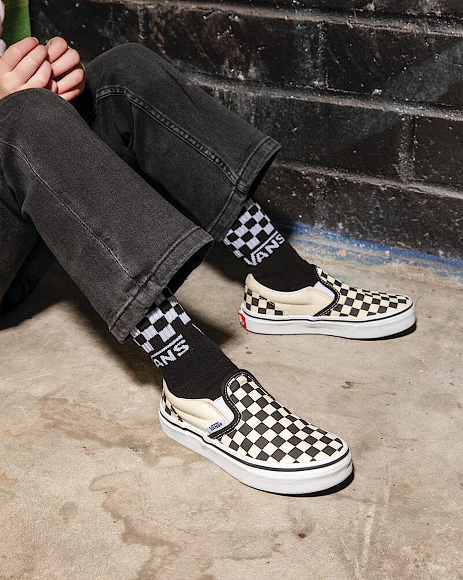 Chaussures Enfants Slip-On Damier | Noir/blanc | Vans® Canada | Vans Canada