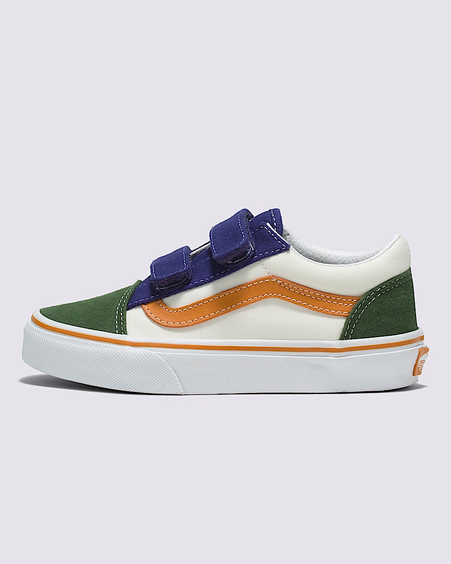 Little Kids Old Skool V Twill Block Shoe in Multi / True White | Vans