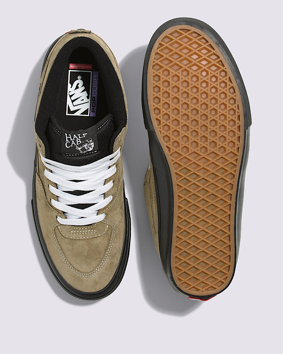 Skate Half Cab Pig Suede Shoe in Olive/Black | Vans