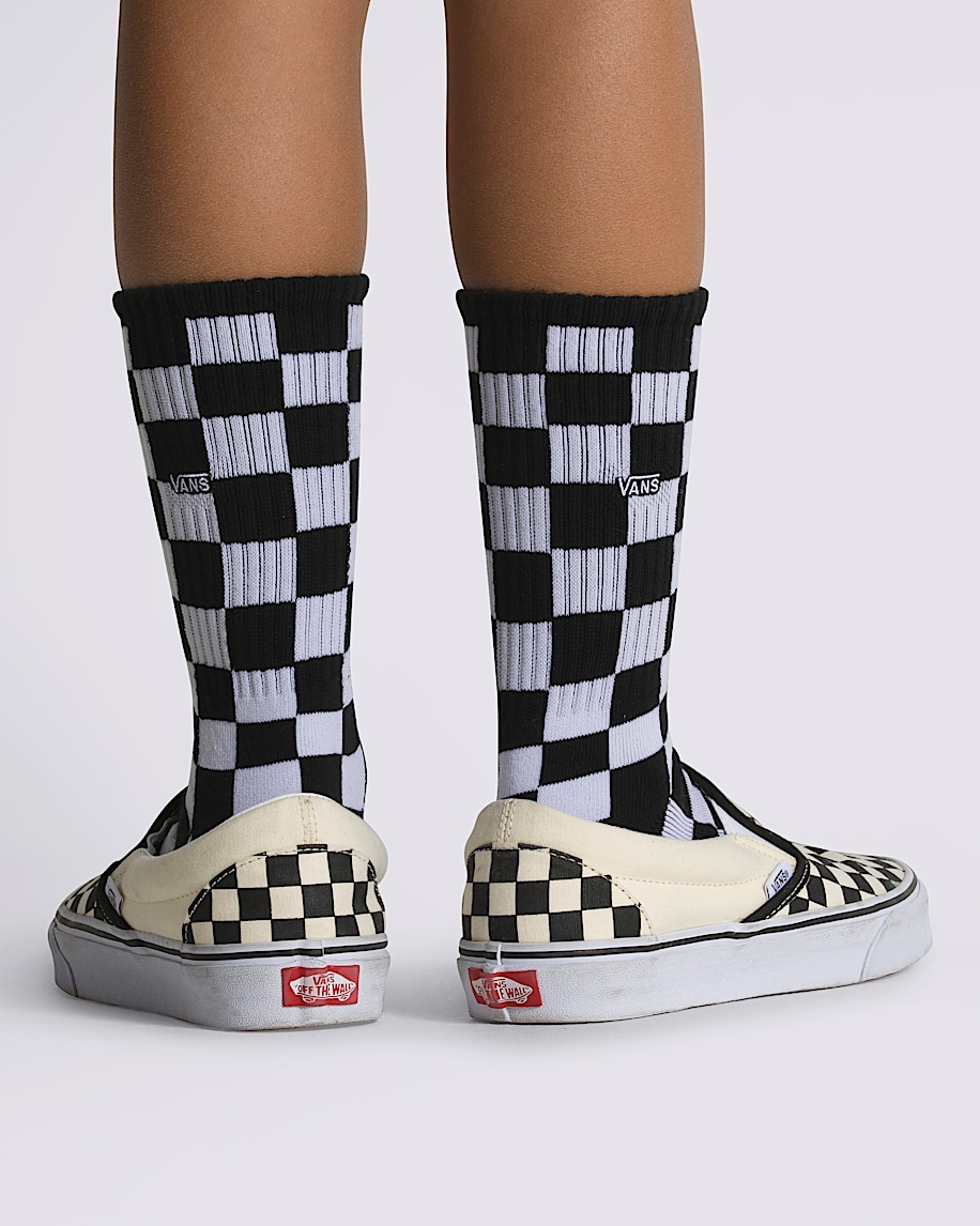 Kids Vans Drop V Logo Crew Socks en Black / White / Grey | Vans CA