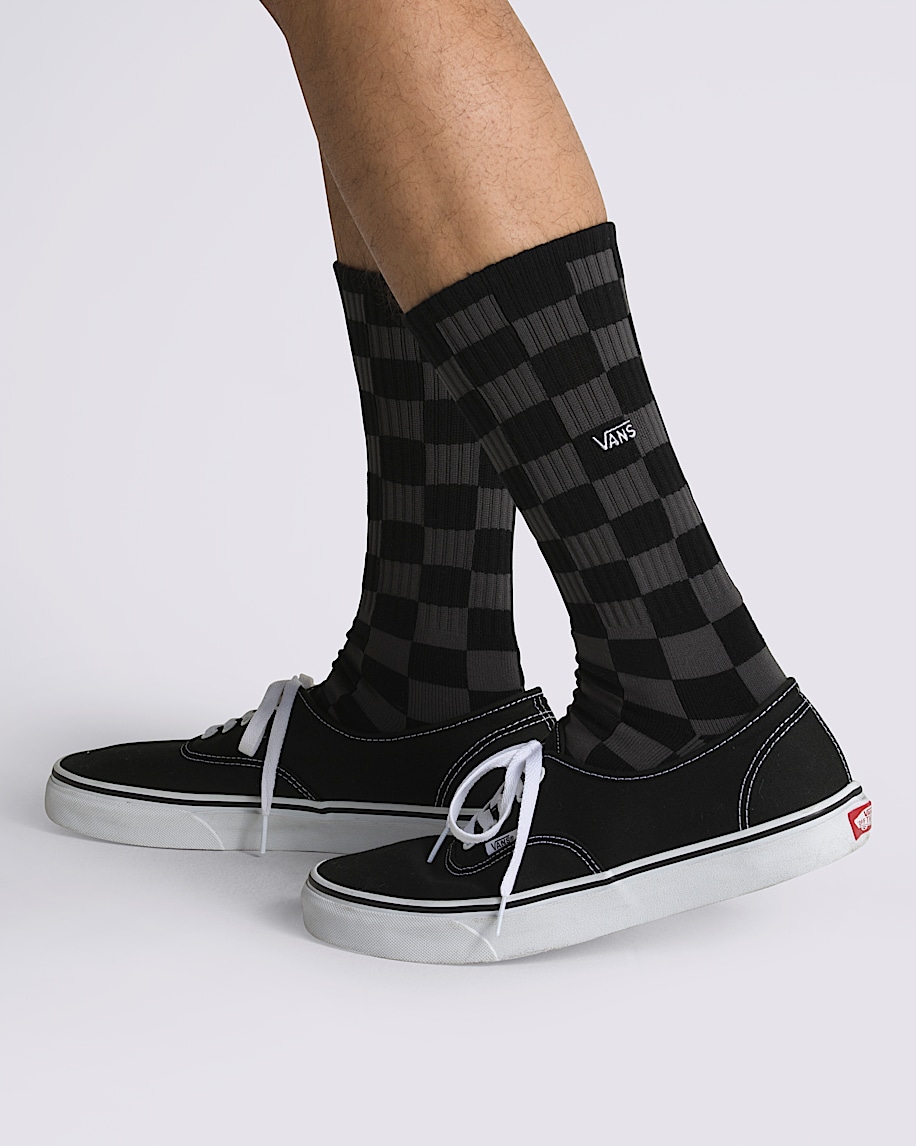 Checkerboard Crew Socks en Black / Charcoal | Vans CA