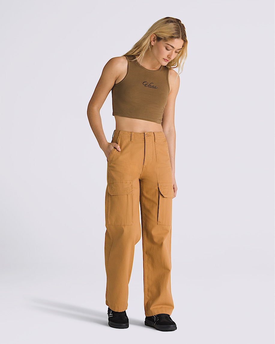 Small Staple Fitted Crop Tank Top en Sepia Brown | Vans CA