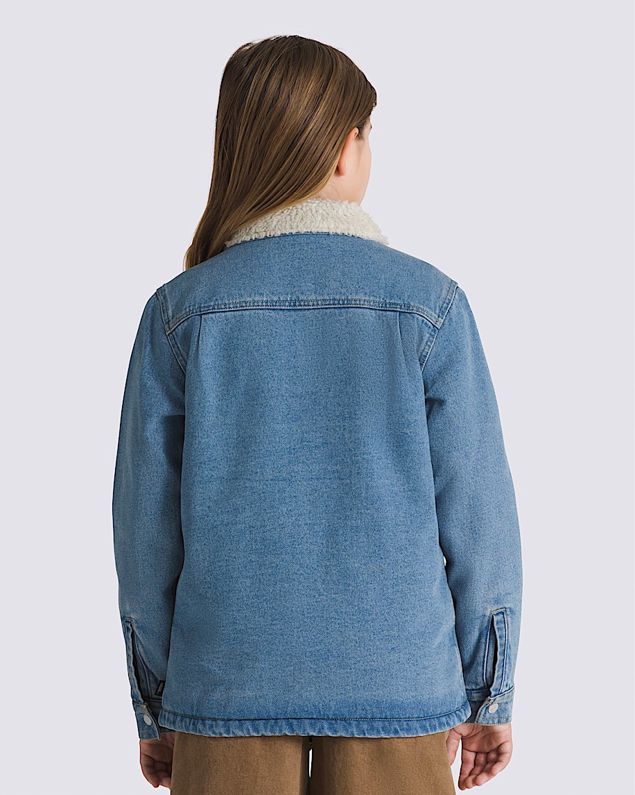 Kids Drill Chore Denim Sherpa Coat en Stonewash Blue | Vans CA