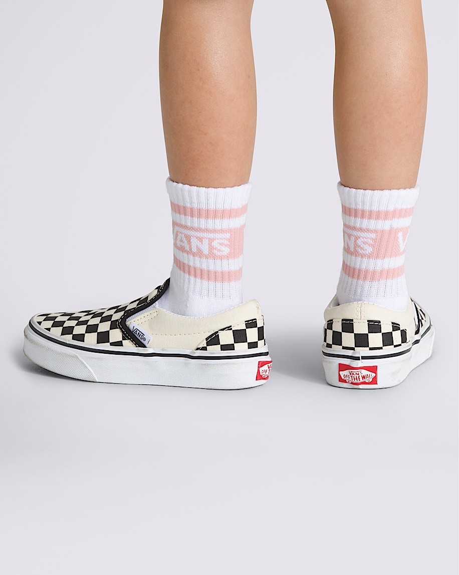 Kids Vans Drop V Crew Socks in White / Powder Pink | Vans