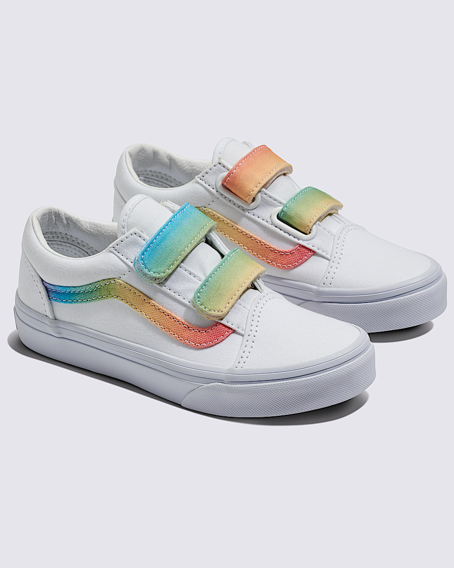 Little Kids Old Skool V Shoe in Rainbow True White / Multi | Vans