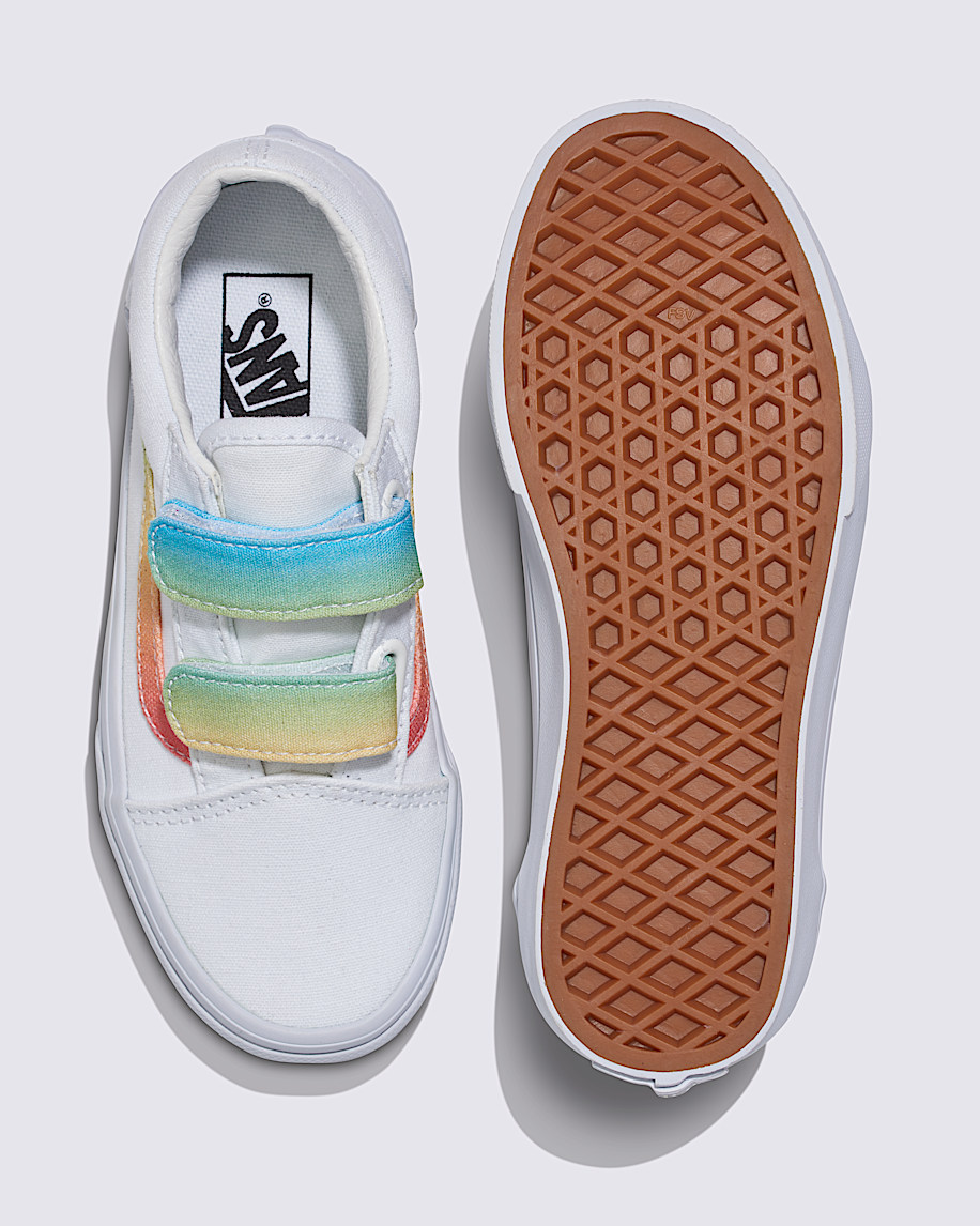 Little Kids Old Skool V Shoe in Rainbow True White / Multi | Vans