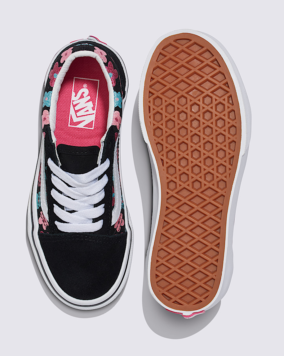 Little Kids Old Skool Glitter Shoe in Black / Pink / Blue | Vans
