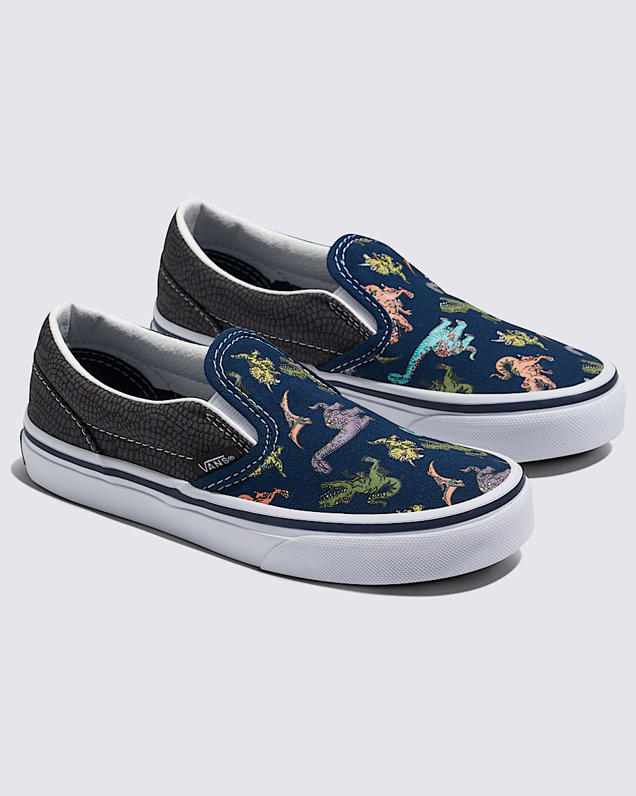 Kids Classic Slip-On Glow Shoe in Dino Multi / True White | Vans