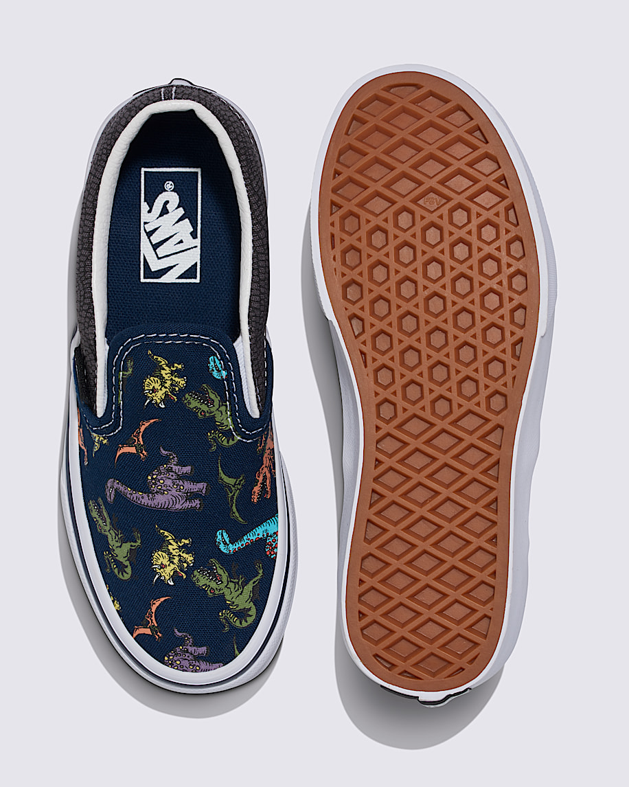 Kids Classic Slip-On Glow Shoe in Dino Multi / True White | Vans