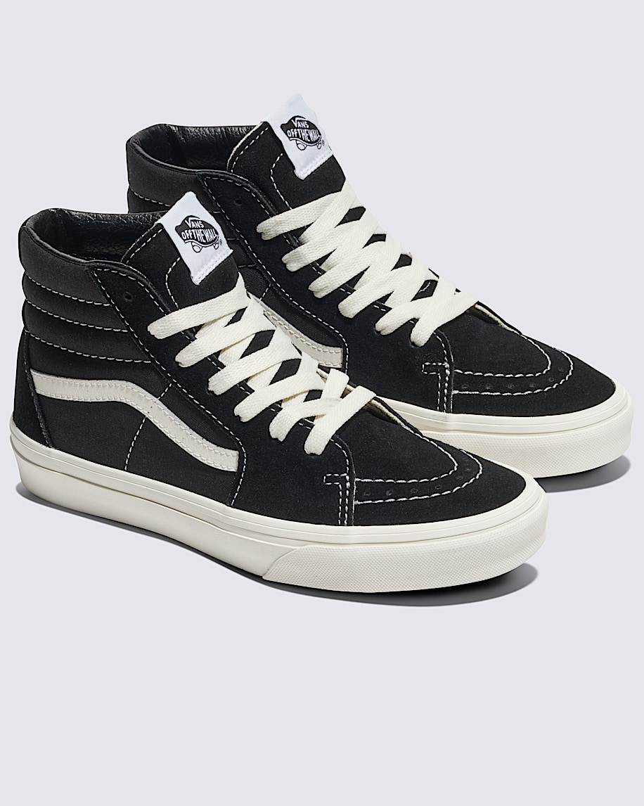 Youth Sk8-Hi Shoe in Suede / Canvas Black / Marshmallow | Vans Canada