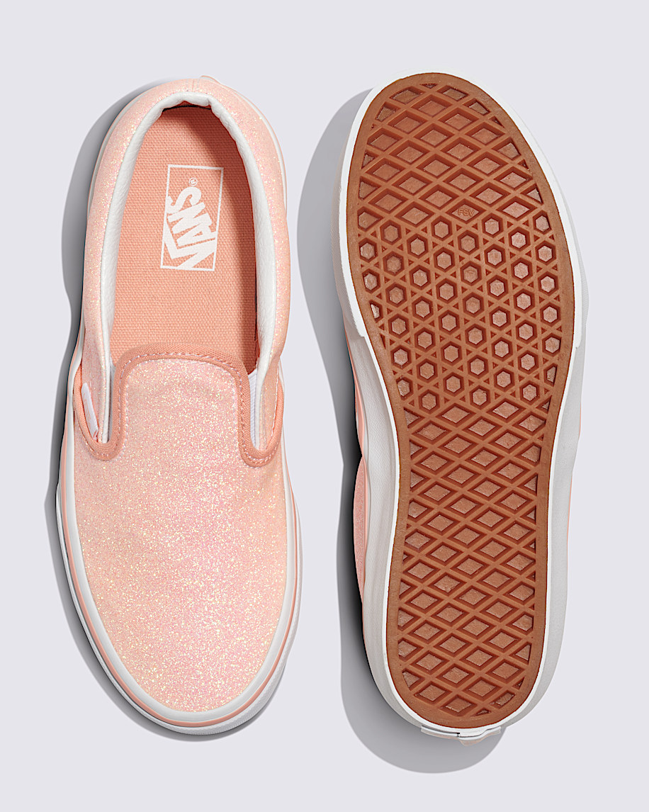 Big Kids Classic Slip-On Glitter Shoe in Apricot Pink | Vans Canada