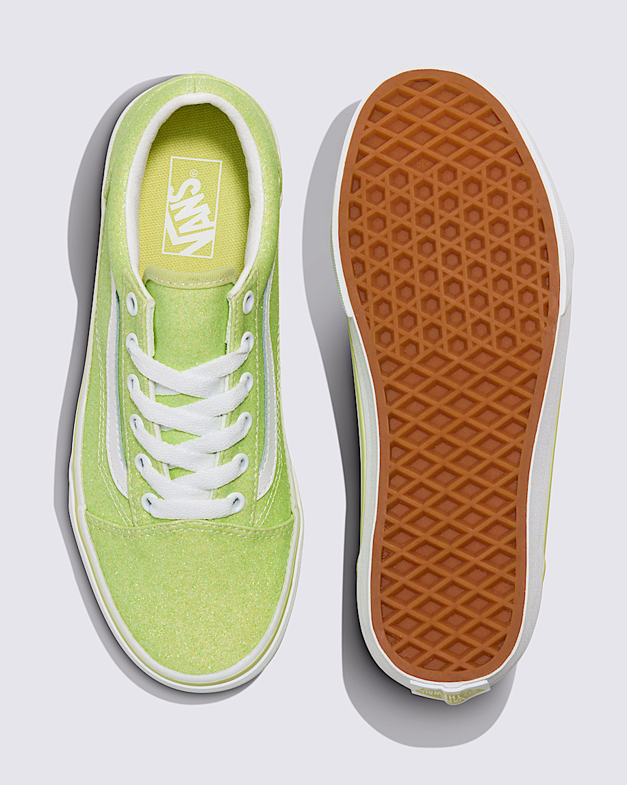 Big Kids Old Skool Glitter Shoe in Lime Sherbert | Vans