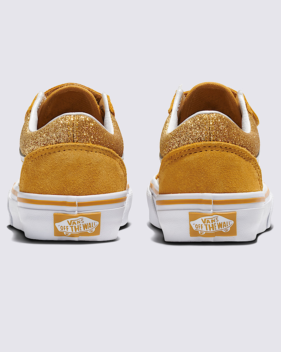 Kids Old Skool V Shoe in Glitter Champagne Gold Yellow | Vans