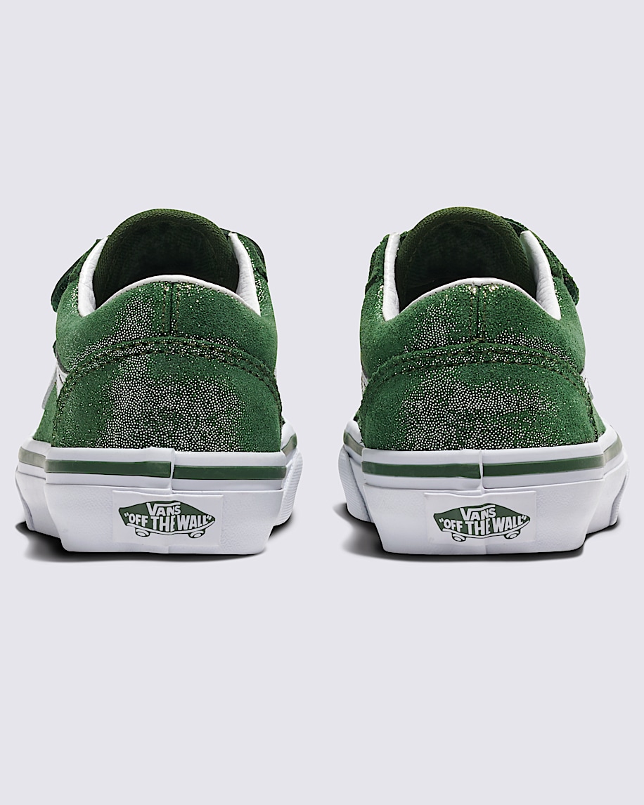 Kids Old Skool V Shoe in Tinsel Suede Green / True White | Vans