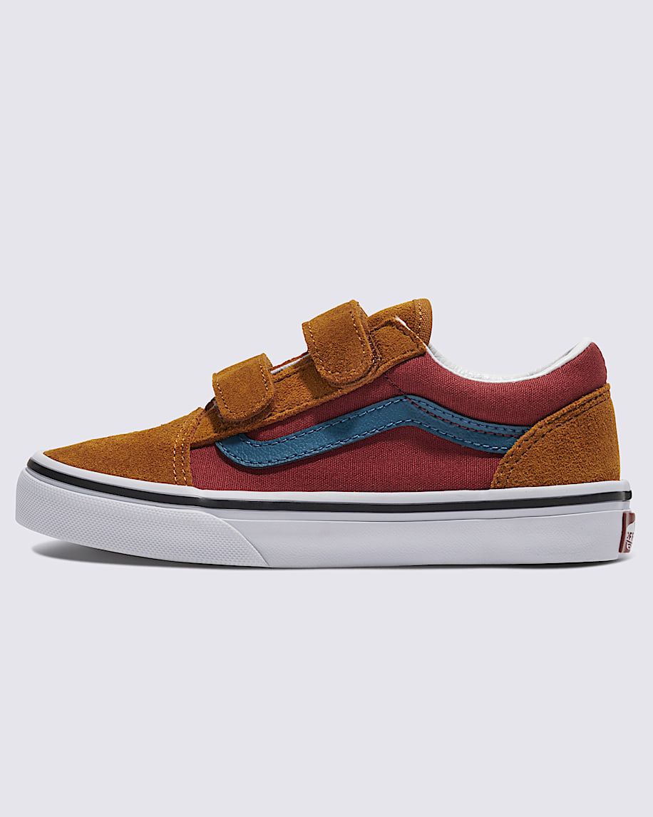 Little Kids Old Skool V Shoe en Brown / Red / Blue | Vans CA