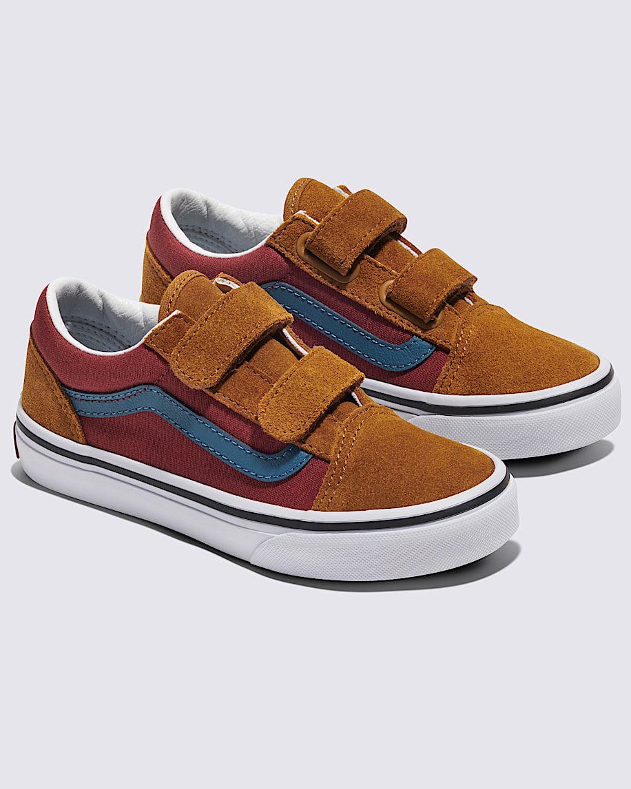 Little Kids Old Skool V Shoe en Brown / Red / Blue | Vans CA