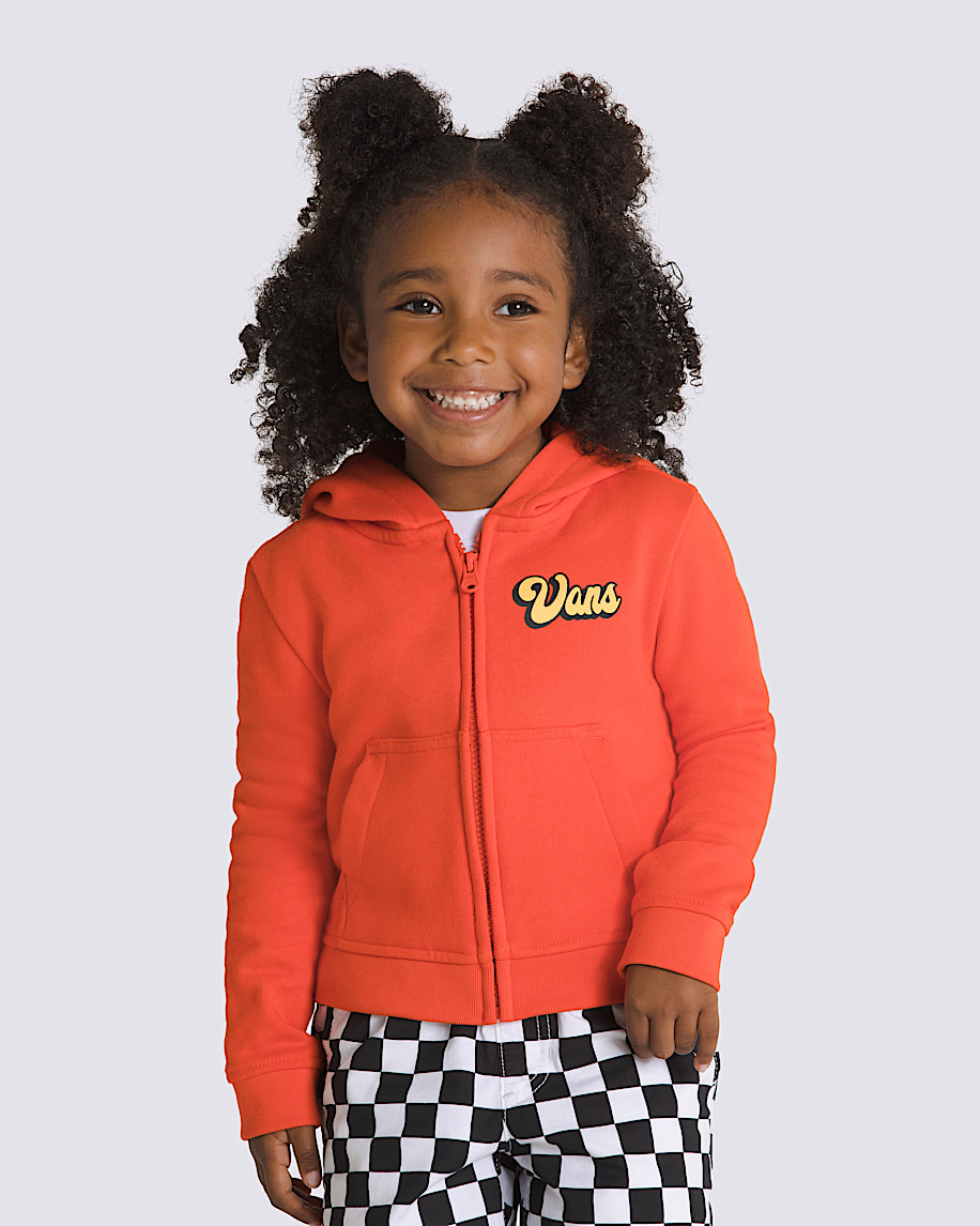 Little Kids Pushin Daisy Full Zip Hoodie in Fiesta Orange | Vans
