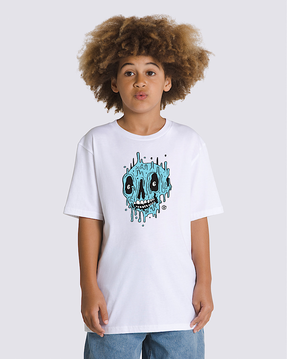Kids Skully Melt T-Shirt in White | Vans
