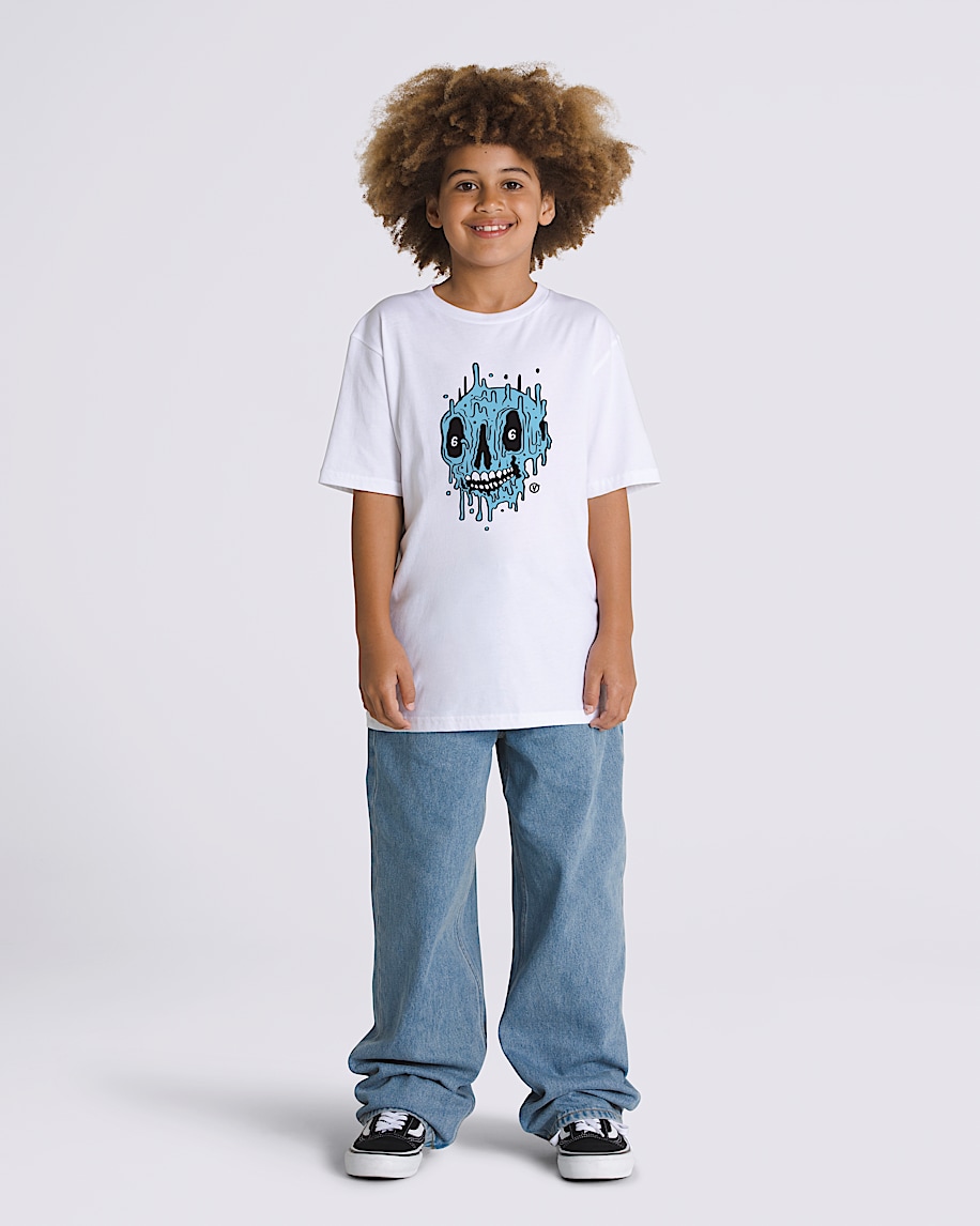 Kids Skully Melt T-Shirt in White | Vans