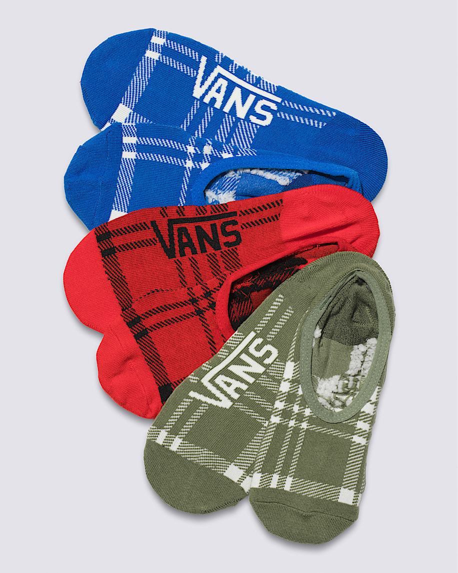 Plaid Canoodle Socks 3-Pack in True Blue / Red / Olive Green | Vans