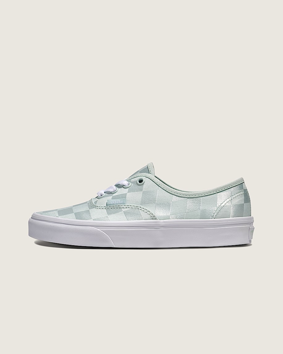 Authentic Checkerboard Satin Shoe in Spa Blue | Vans Canada