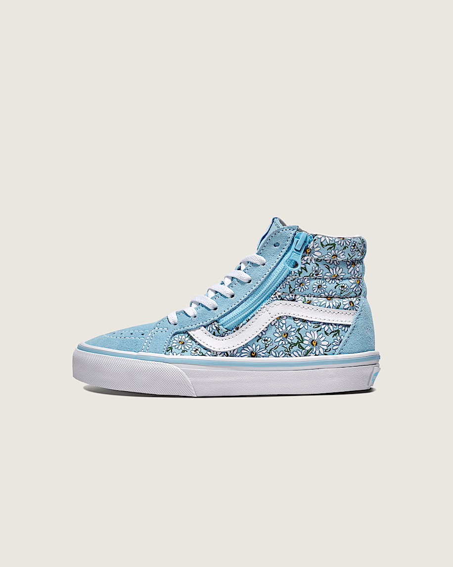 Little Kids Sk8-Hi Reissue Side Zip Daisies Shoe in Blue / White | Vans ...
