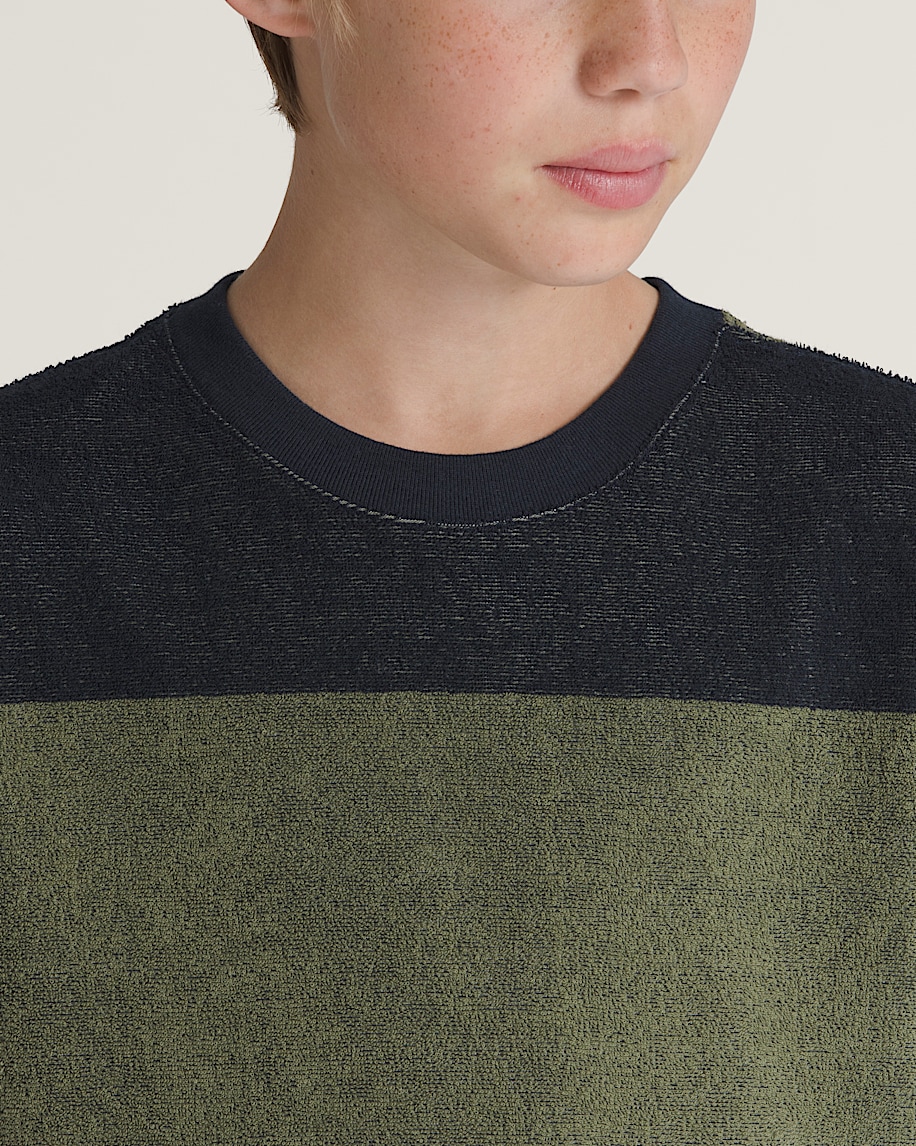 Kids Bergman Stripe Knit Shirt in Parisian Night Blue / Loden Green | Vans