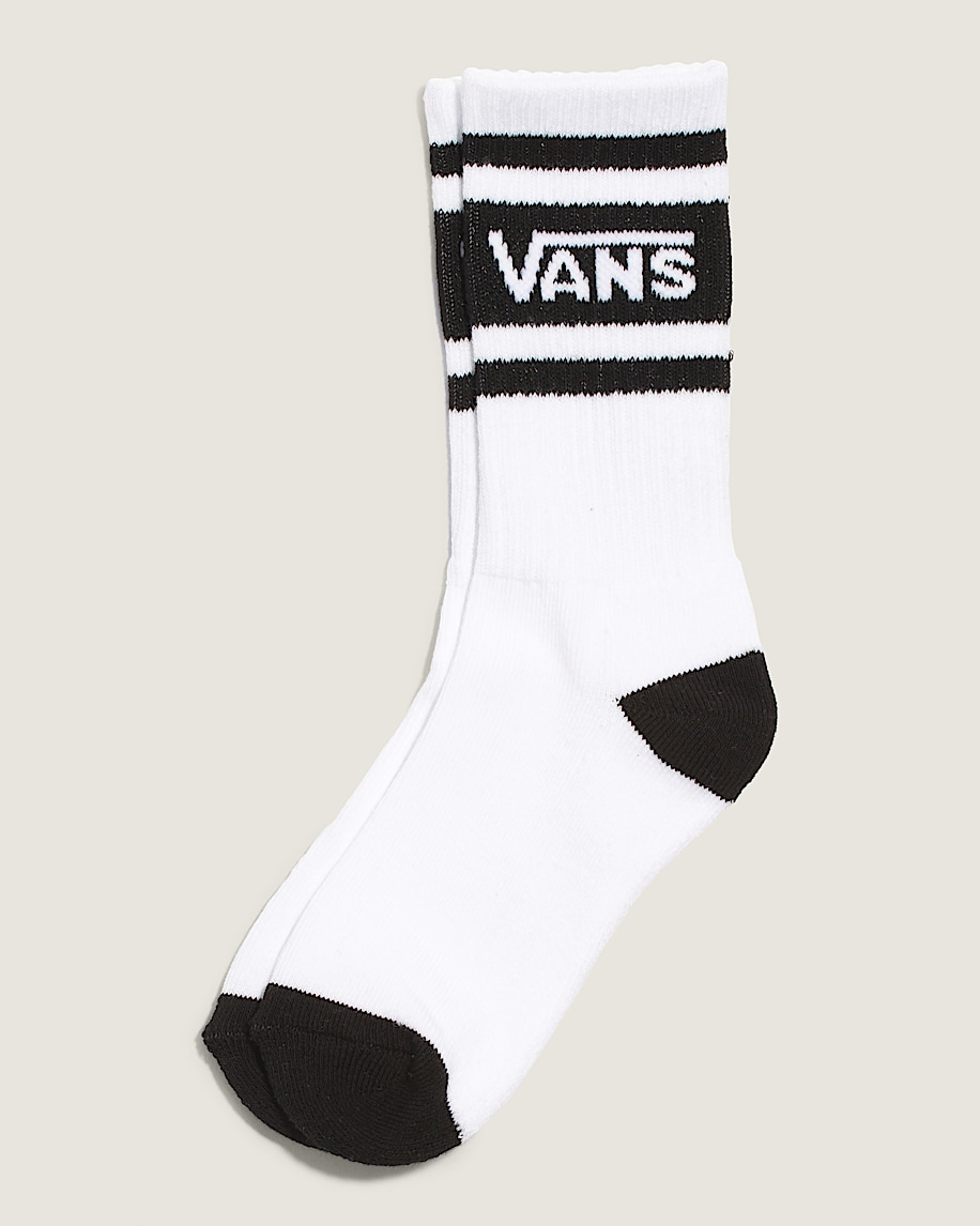Kids Vans Drop V Logo Crew Socks en White / Black | Vans CA