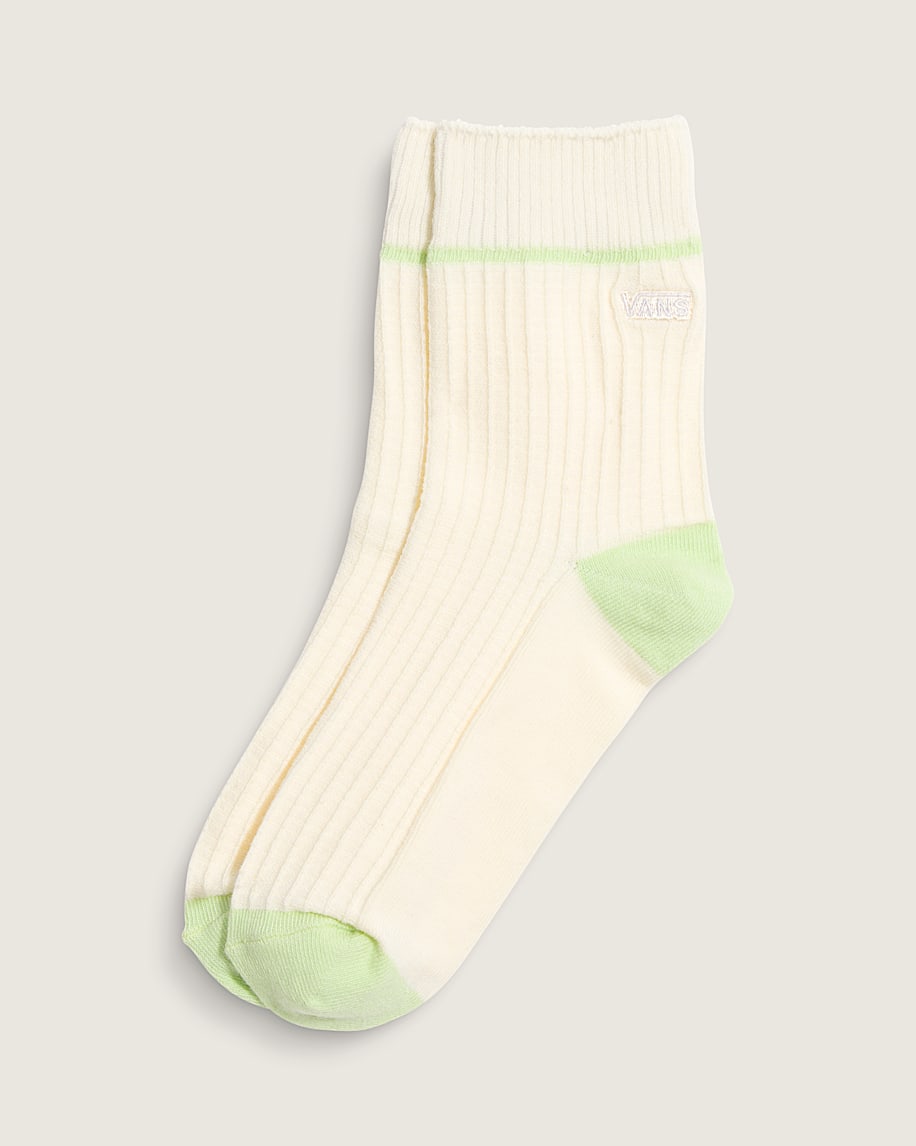 Waffle Half Crew Socks in Cream White / Shadow Lime Green | Vans