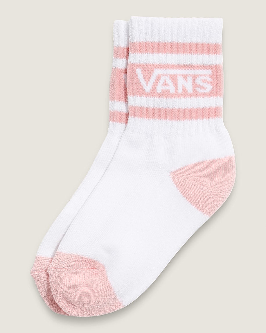 Kids Vans Drop V Crew Socks in White / Powder Pink | Vans