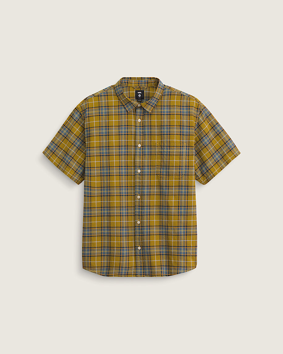Lawson Plaid Button Up Shirt in Burnt Gold Yellow / Stormy Weather Blue ...