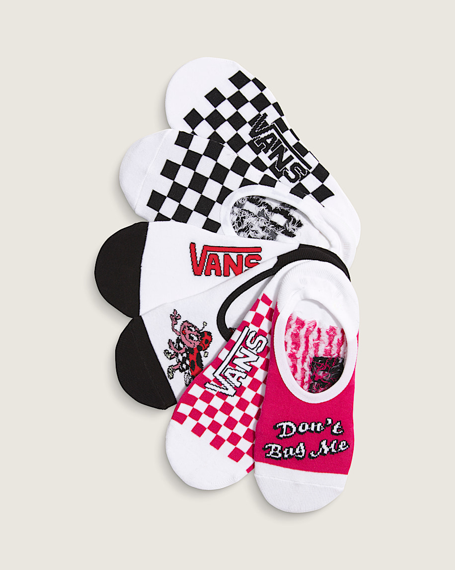 Printed Canoodle Socks 3-Pack in White / Black / Pink | Vans