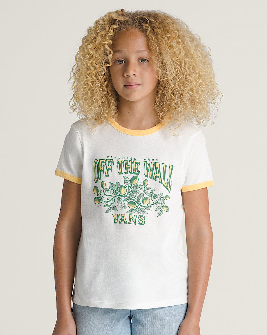 Kids Fresh Picked Farms Ringer T-Shirt in Marshmallow White / Banana ...