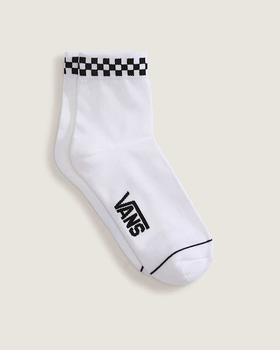 Peek-A-Check Half Crew Socks in White / Black | Vans