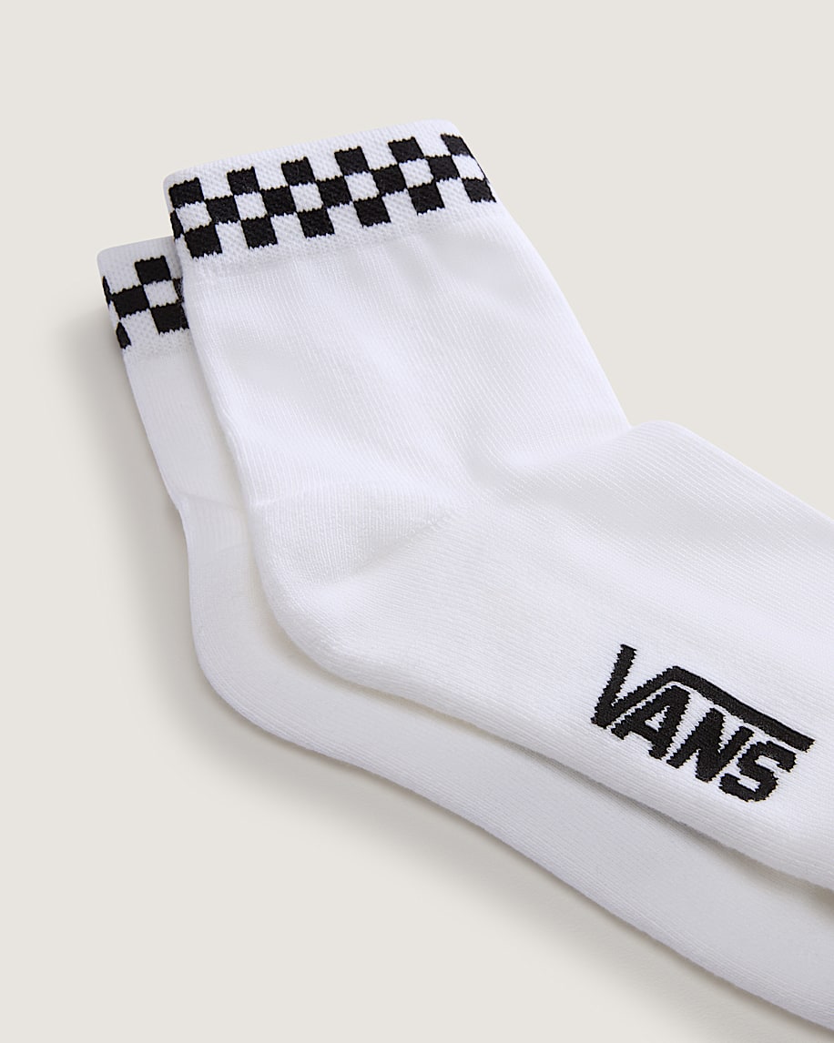 Peek-A-Check Half Crew Socks in White / Black | Vans